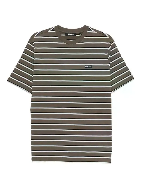 ROTATE BY BIRGER CHRISTENSEN Striped Logo-patch T-shirt