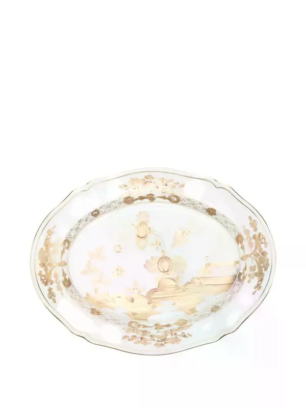 GINORI 1735 Hand-painted Oval Tray - White
