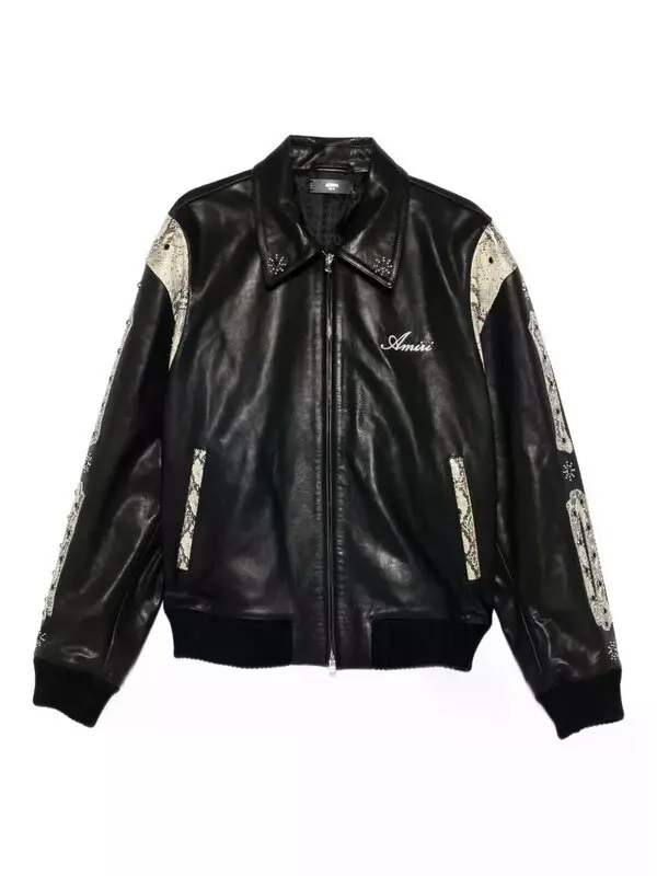 Amiri Snakeskin-print Embellished Jacket