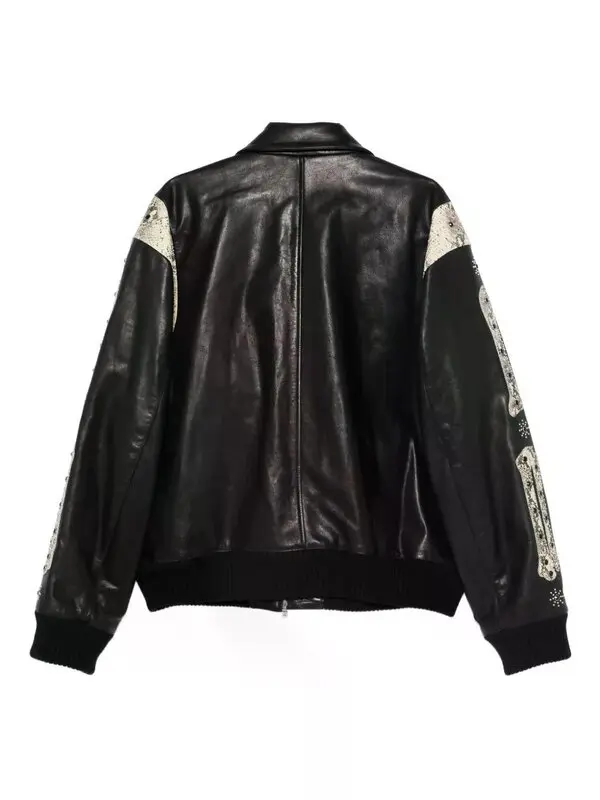 Amiri Snakeskin-print Embellished Jacket