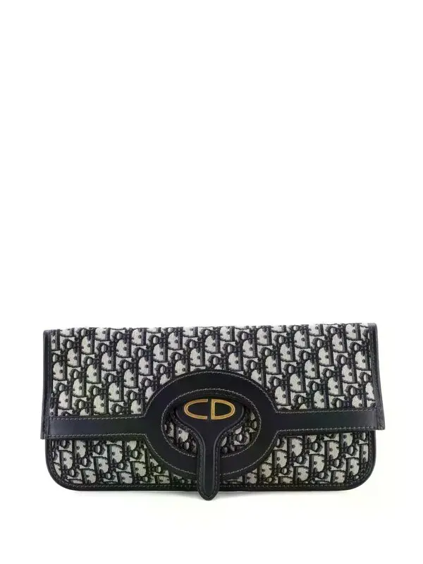 Dior Fold Over Oblique Canvas Clutch Bag - Blue