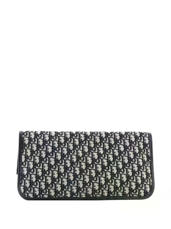 Dior Fold Over Oblique Canvas Clutch Bag - Blue