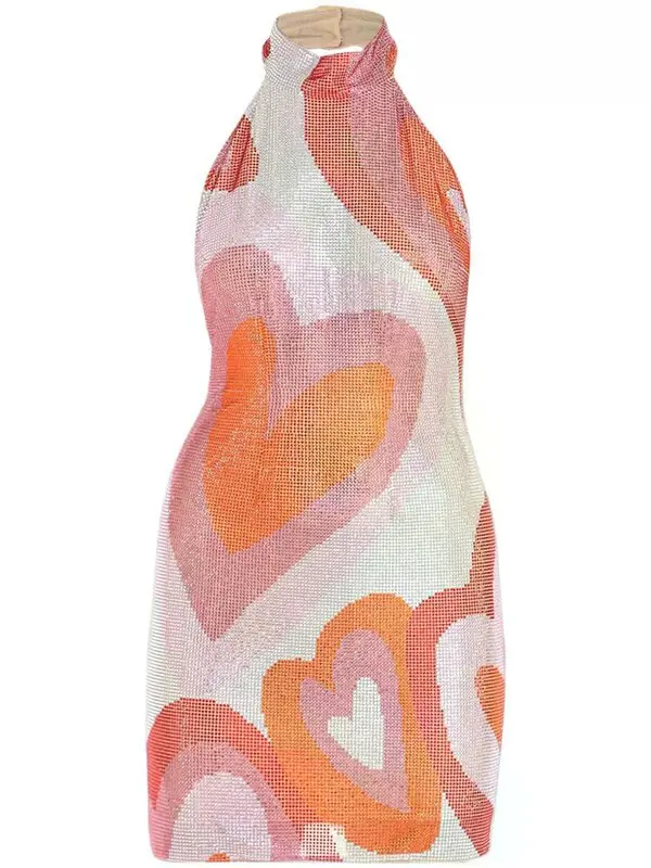 CELIA KRITHARIOTI Heart Print Mini Dress - Red