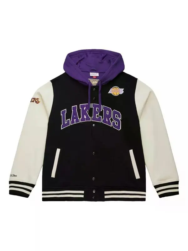 Mitchell & Ness X Los Angeles Lakers Courtside Fleece Bomber Jacket - Black