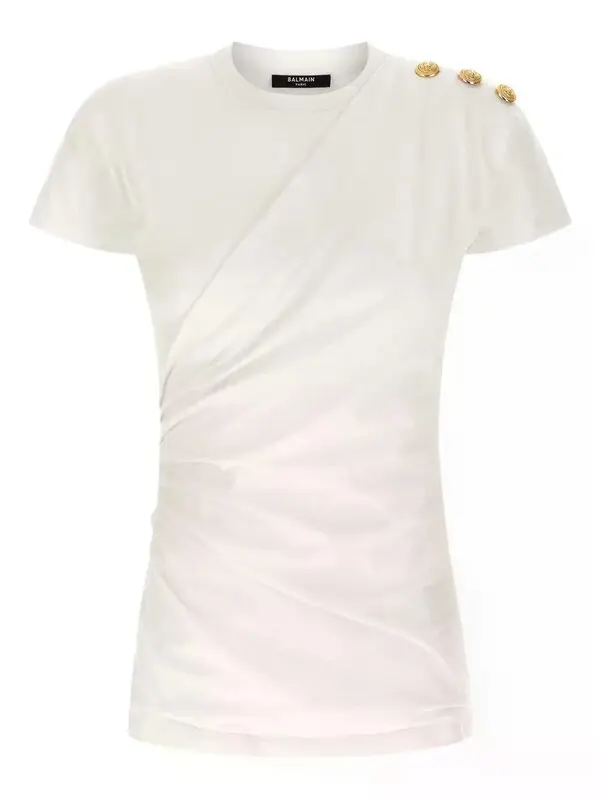 Balmain Button-embellished Draped T-shirt