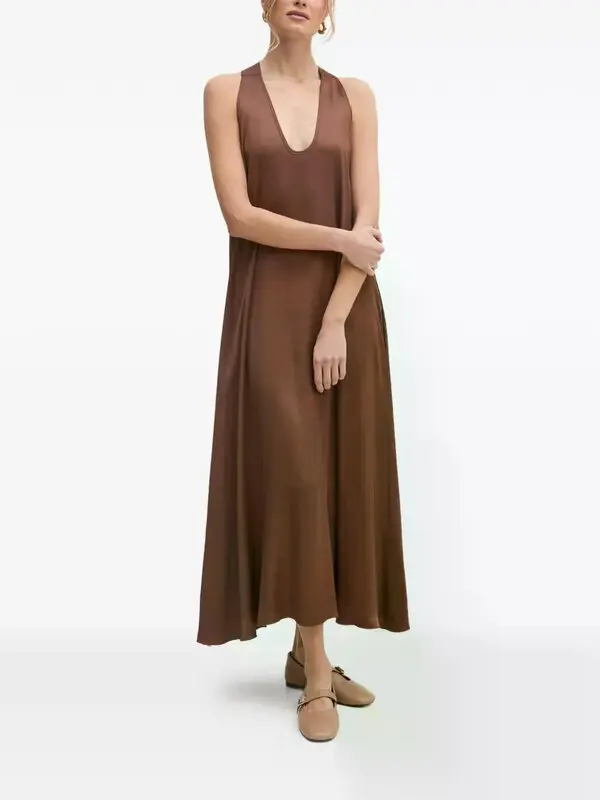 FRACOMINA V-neck Tie-back Dress - Brown