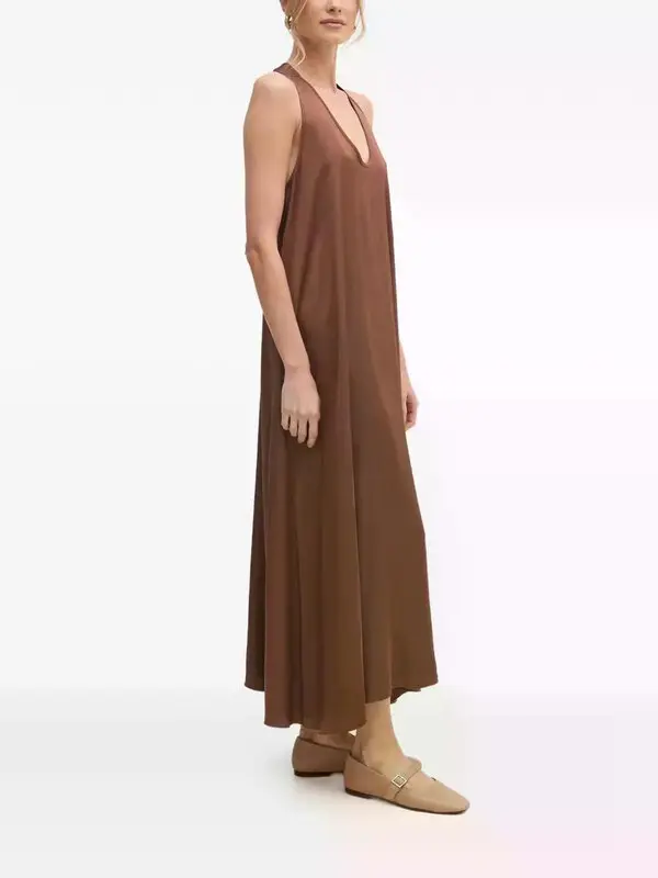 FRACOMINA V-neck Tie-back Dress - Brown
