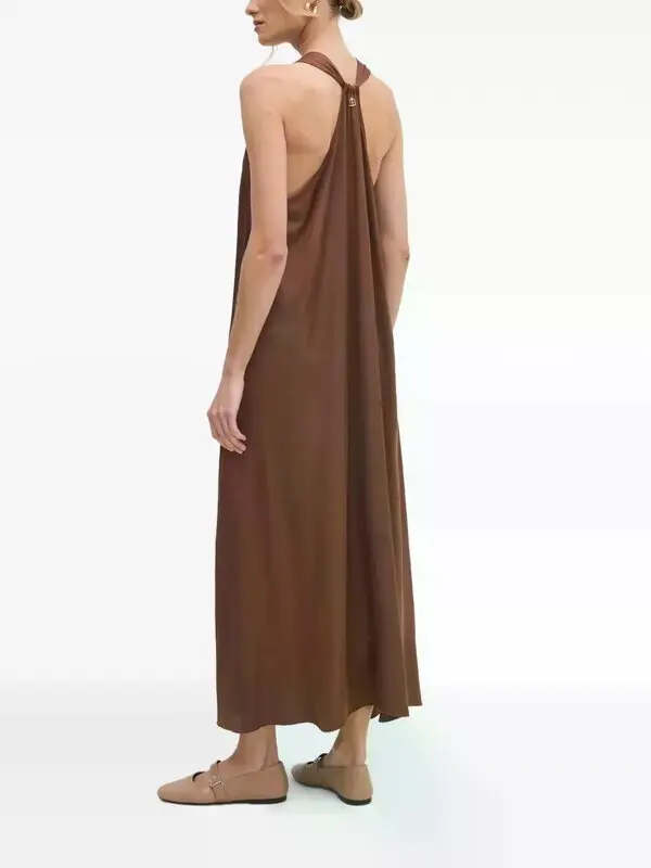 FRACOMINA V-neck Tie-back Dress - Brown
