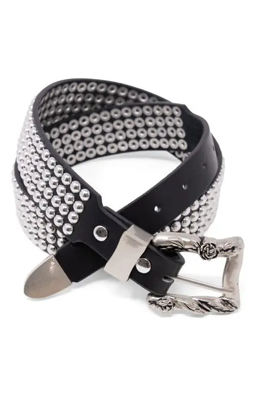 Mnml Studded Leather Belt - Black