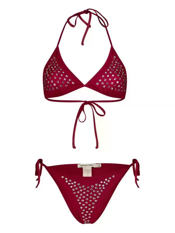 PARAMIDONNA Livia Swarovski Crystal-embellished Bikini - Red