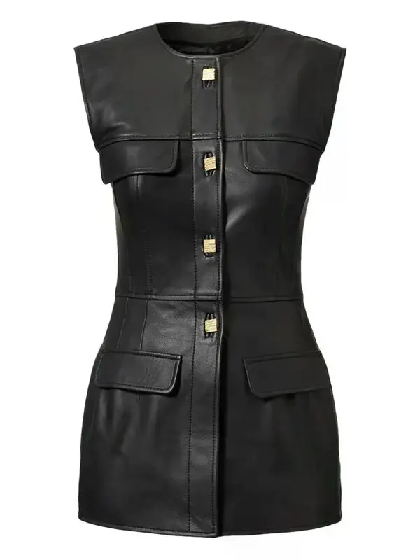 Tove Gia Buttoned Leather Blouse