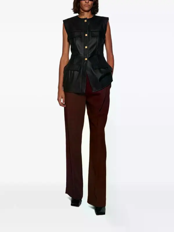 Tove Gia Buttoned Leather Blouse