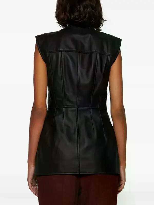 Tove Gia Buttoned Leather Blouse