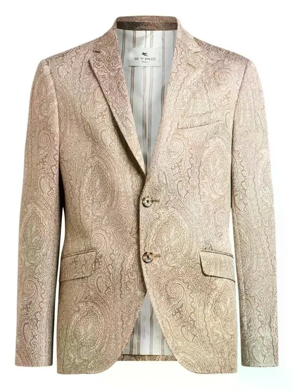 Etro Single-breasted Jacquard Blazer - Neutrals