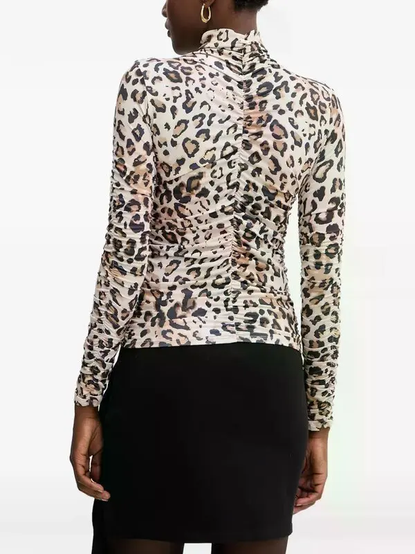 FRACOMINA Gathered Animal Print Blouse