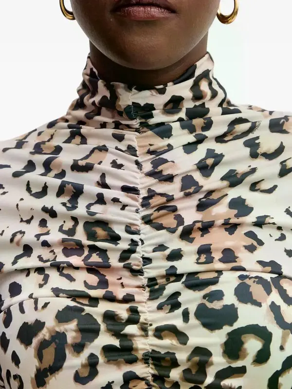 FRACOMINA Gathered Animal Print Blouse