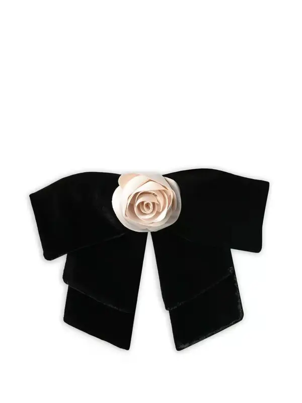 ANOUKI Flower Embellished Bow Hair Clip - Black