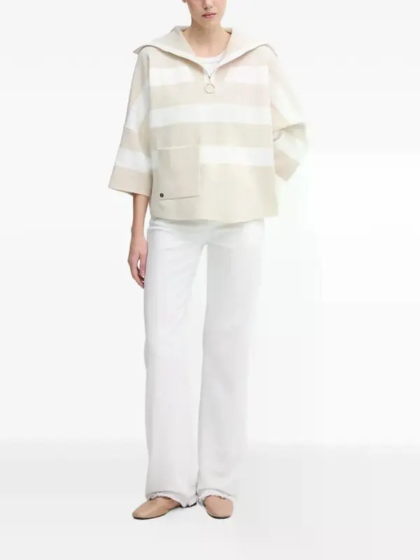 Joseph Ribkoff Striped Half-zip Sweater - Neutrals