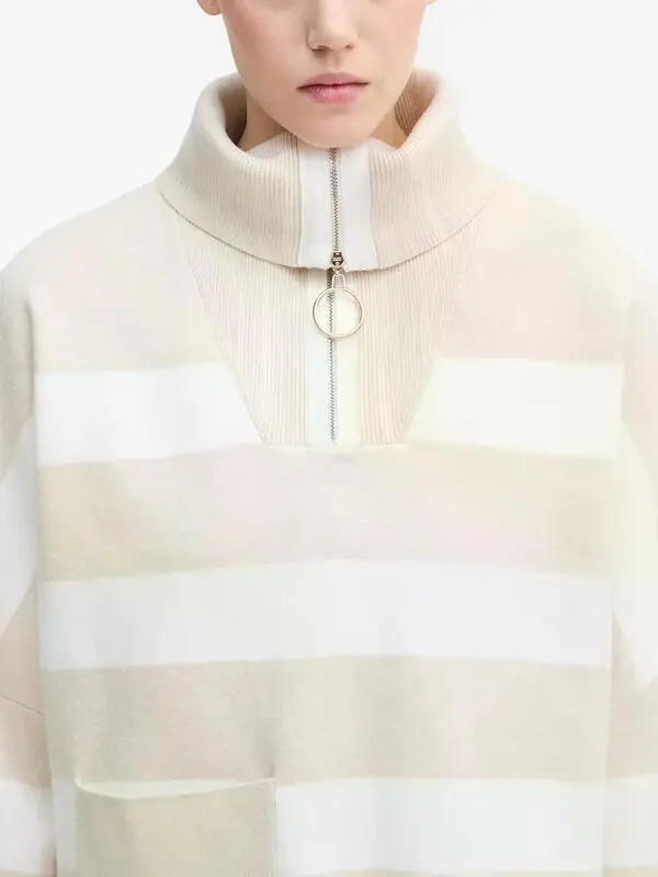 Joseph Ribkoff Striped Half-zip Sweater - Neutrals