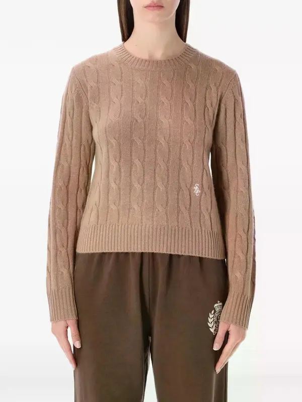 SPORTY & RICH Cable-knit Crew-neck Sweater - Neutrals