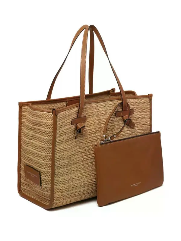 MARCELLA CLUB Woven Raffia Tote Bag