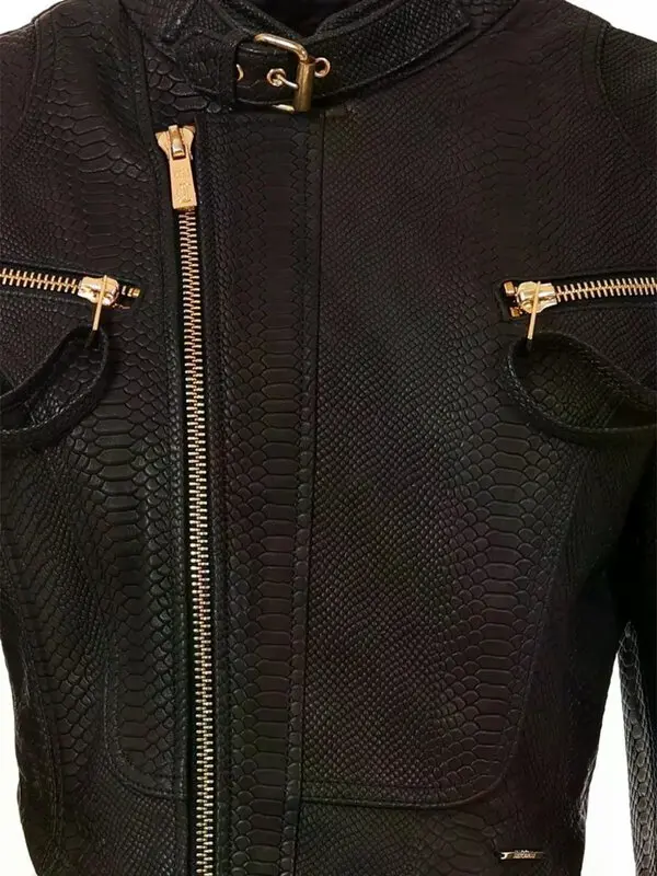Just Cavalli Snakeskin-effect Biker Jacket