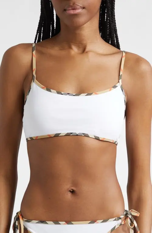 Burberry Starla Check Trim Bikini Top - White