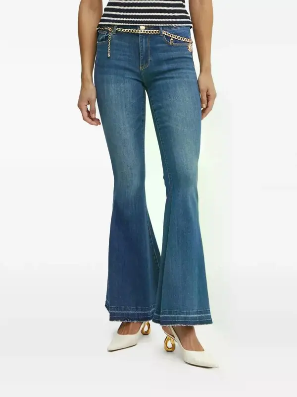 FRACOMINA Frayed Hem Flared Cotton Jeans
