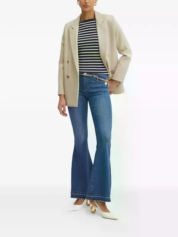FRACOMINA Frayed Hem Flared Cotton Jeans
