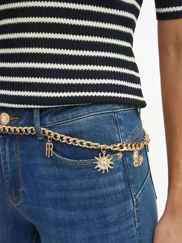 FRACOMINA Frayed Hem Flared Cotton Jeans