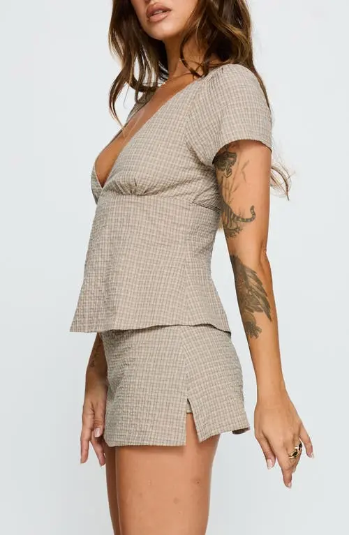Princess Polly Emmilou Check Cotton Wrap Top And Micro Mini Skort Set