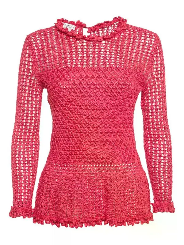 Oscar De La Renta Crochet Sheer Top