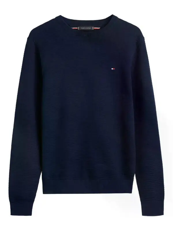 Tommy Hilfiger Textured Logo Sweater - Blue