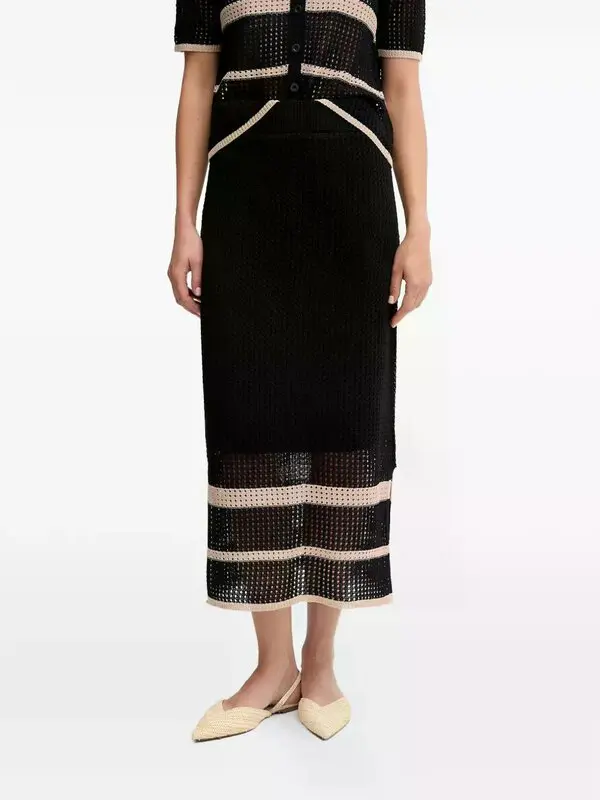 Joseph Ribkoff Striped Openwork Knit Midi Skirt