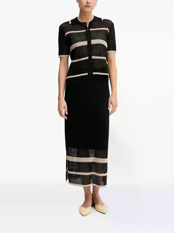 Joseph Ribkoff Striped Openwork Knit Midi Skirt