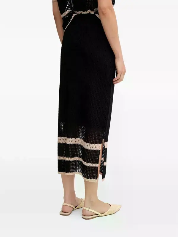 Joseph Ribkoff Striped Openwork Knit Midi Skirt