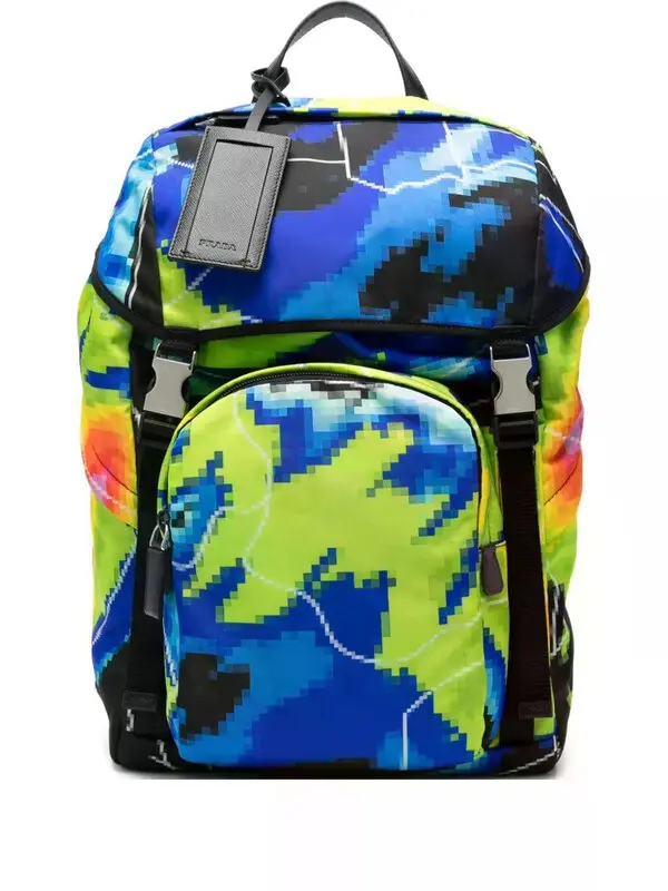 Prada Pixel-print Backpack - Green