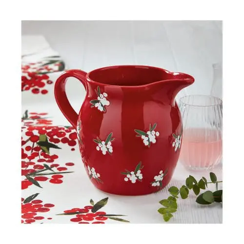 TAG Ceramic Sprig Pitcher Beverage Server For Christmas
