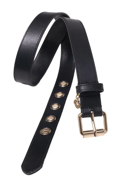 Maje Leather Belt With Clover Charm