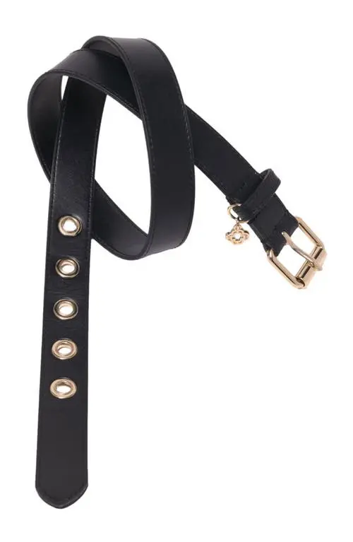 Maje Leather Belt With Clover Charm