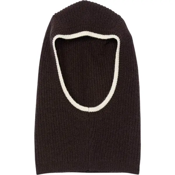 Sandro Ribbed Wool Balaclava - Brown