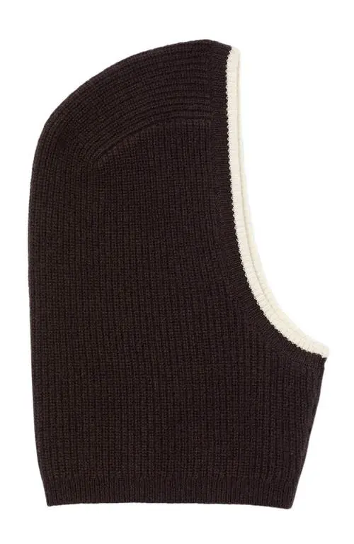 Sandro Ribbed Wool Balaclava - Brown
