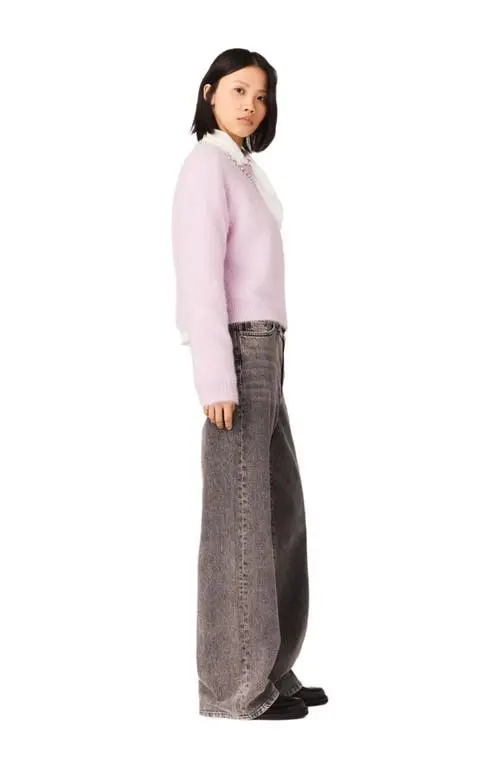 Maje Removable Jewel Collar Sweater