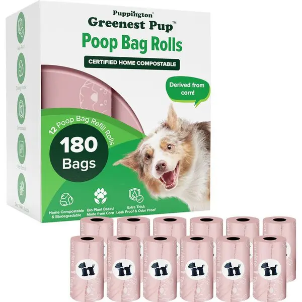 PUPPINGTON Greenest Pup Compostable Dog Waste Bags - Blush Pink