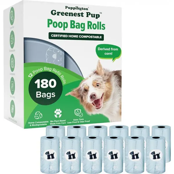 PUPPINGTON Greenest Pup Compostable Dog Waste Bags - Ice Blue