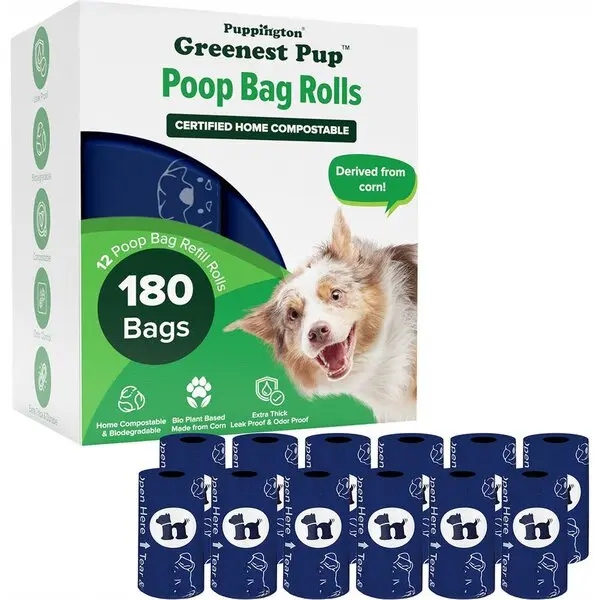 PUPPINGTON Greenest Pup Compostable Dog Waste Bags - Navy Blue