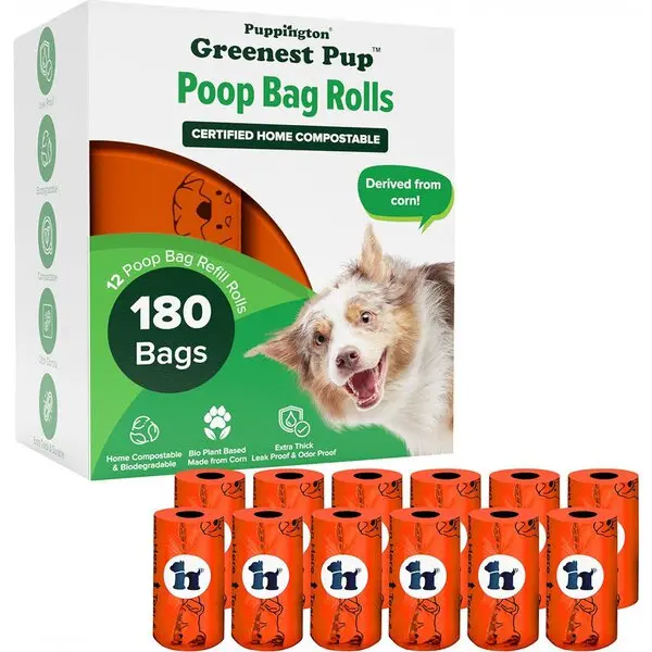 PUPPINGTON Greenest Pup Compostable Dog Waste Bags - Poppy Orange
