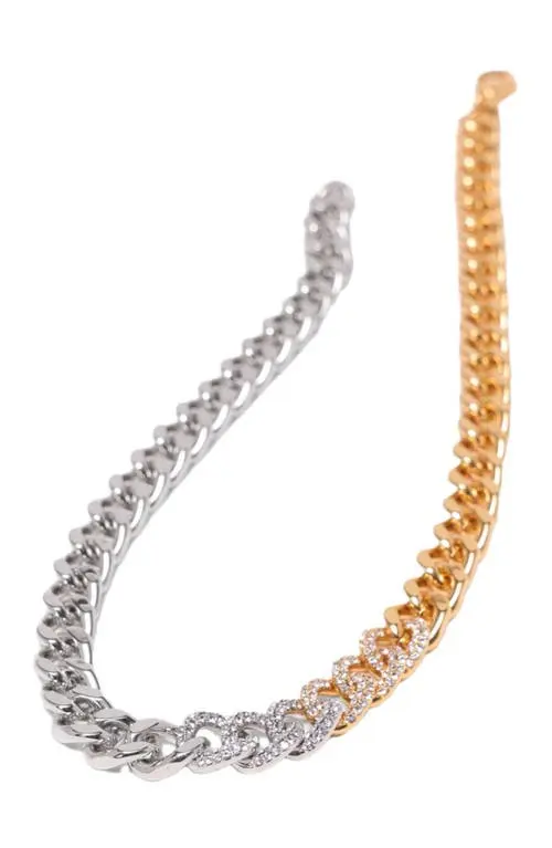 Maje Two-tone Rhinestone Link Necklace - Golden/silver