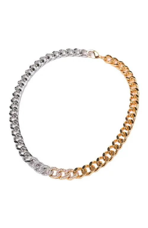Maje Two-tone Rhinestone Link Necklace - Golden/silver