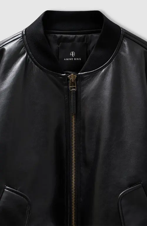 ANINE BING Leather Leon Bomber Jacket - Black